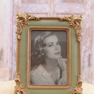Elegant Carved Gold and Green Photo Frame Art Deco Meets Victorian ...