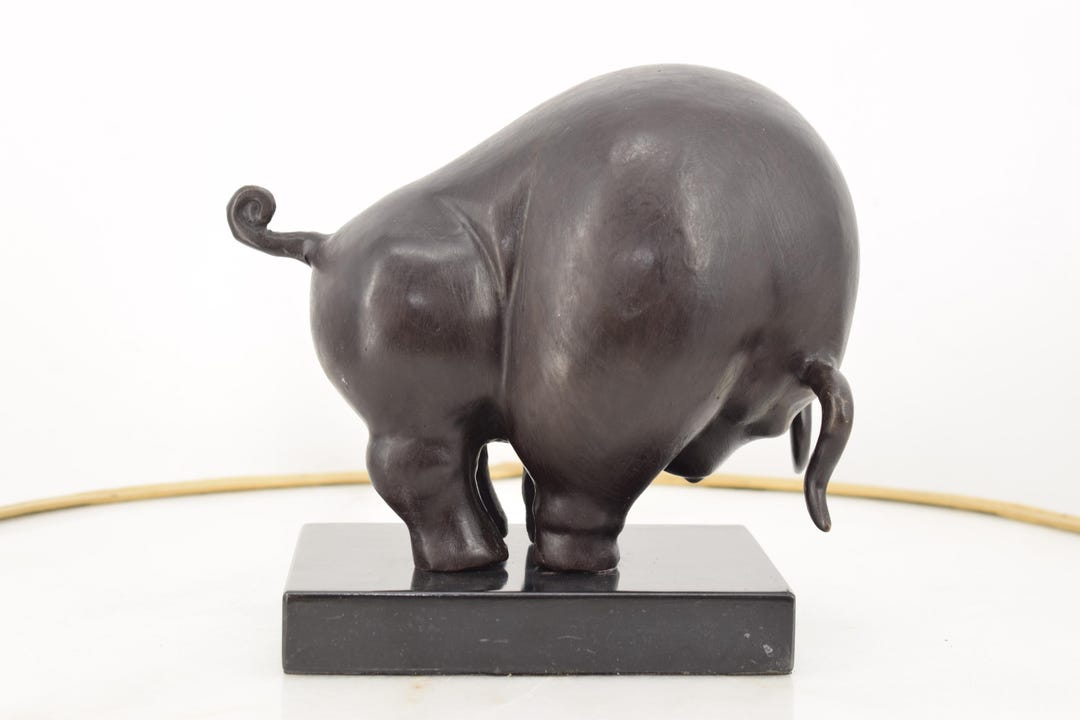 Fernando Botero Style Bull Bronze Statue on Marble Base - Etsy UK