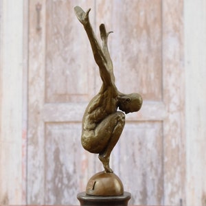Swimmer Bronze Statue on Marble Base - Man Act Diver Bronze Sculpture ...