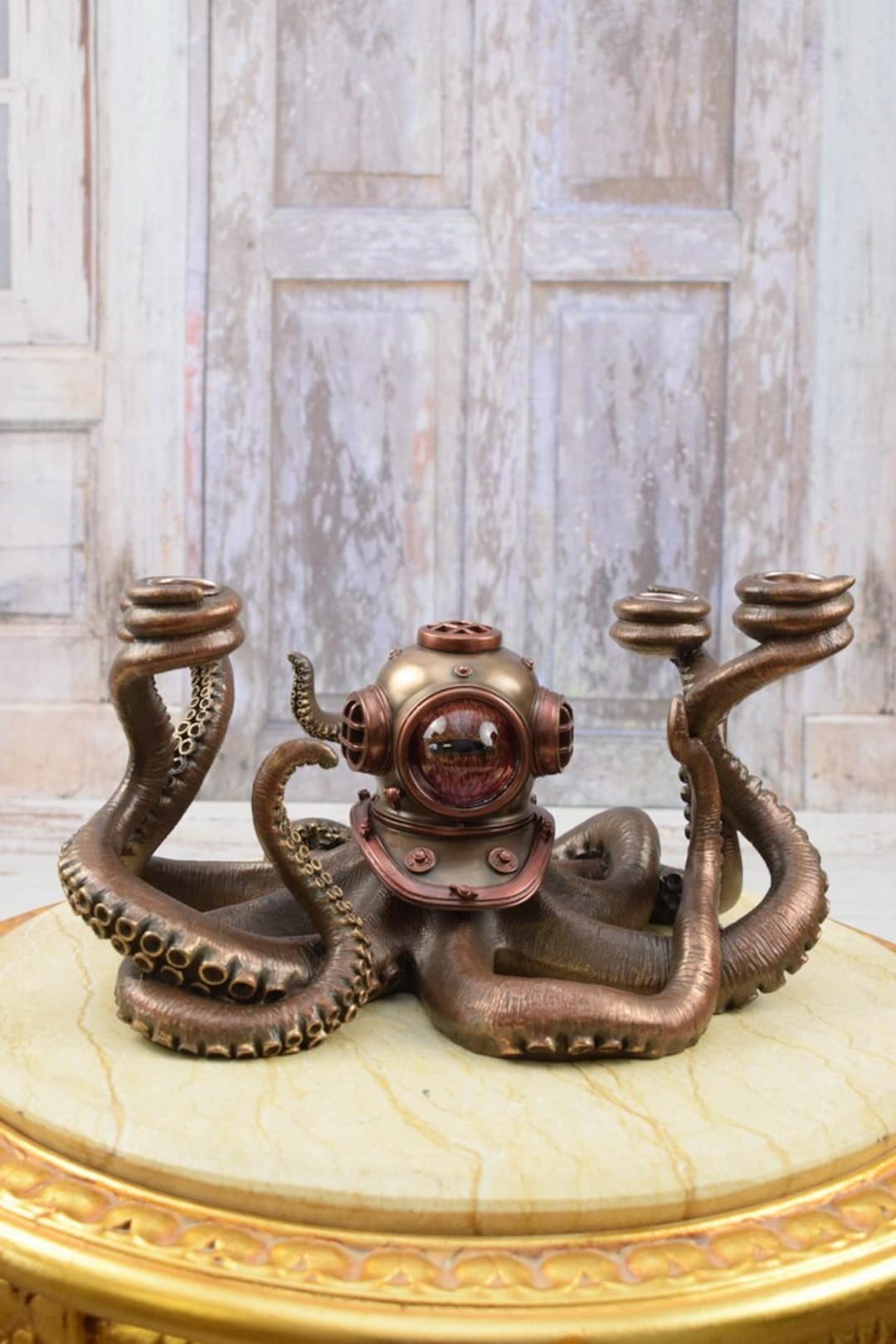 Steampunk Octopus Statue - Figurine Metal Bronze - Steampunk ...