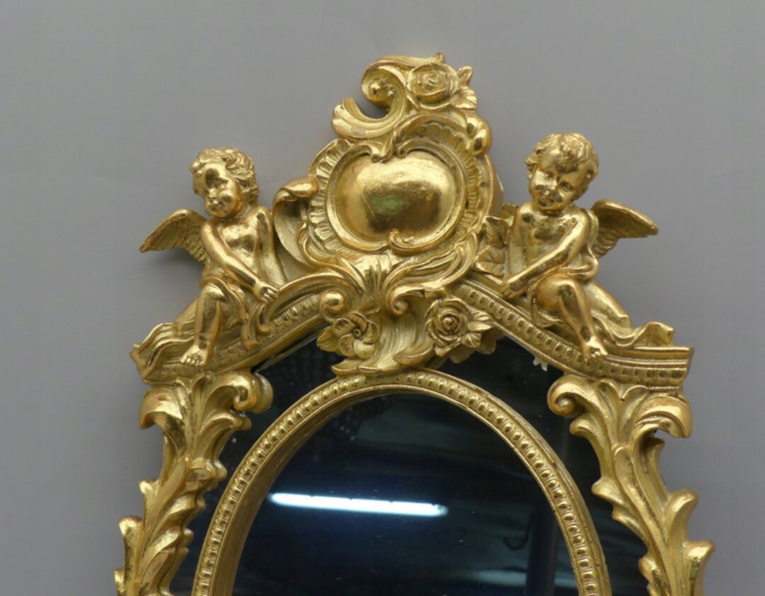 Mirror Oval Crystal Gold Angel Angels Art Deco Style Gift Idea - Etsy