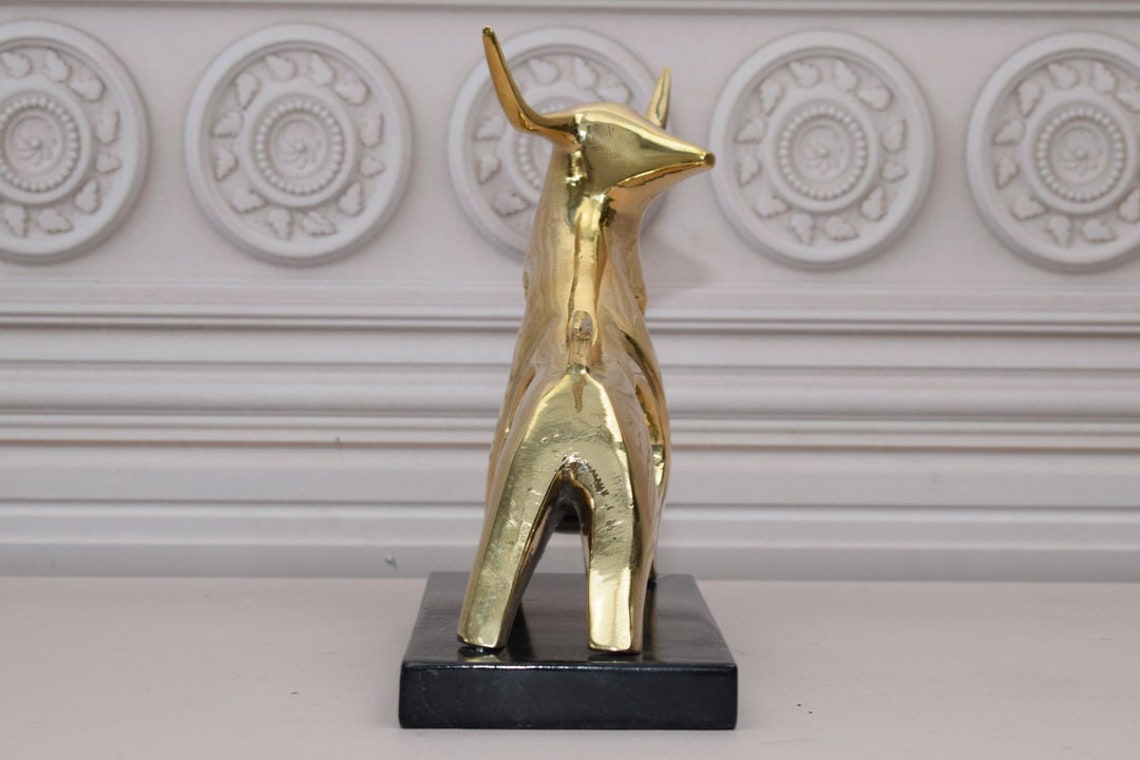 Gilded Bronze Bull Statue: Modernist Abstract Sculpture, Taurus Gift - Etsy