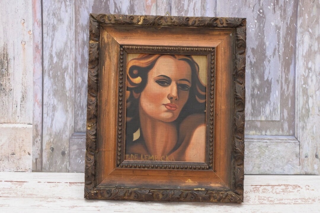 Painting Art Deco Tamara De Lempicka Style Portrait Woman Old Oil on ...