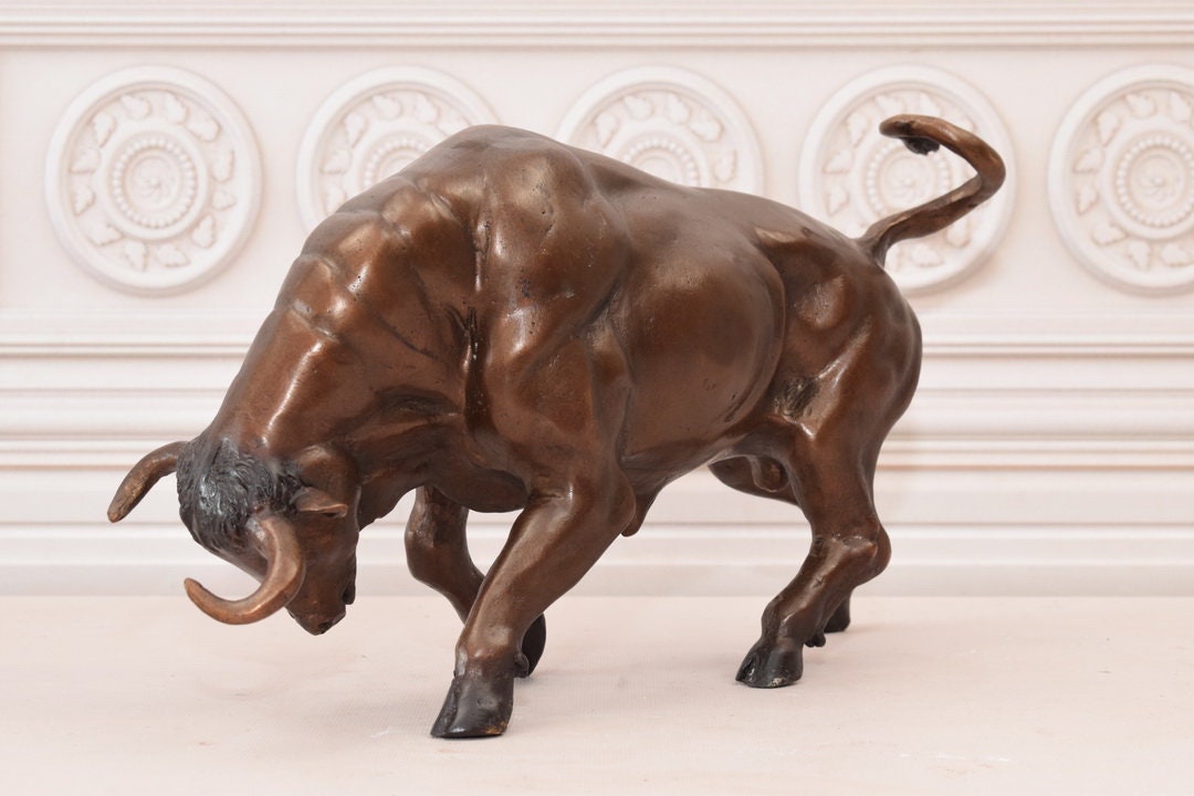 Large Bronze Bull Statue – Vintage Taurus Sculpture, Corrida Decor - Etsy