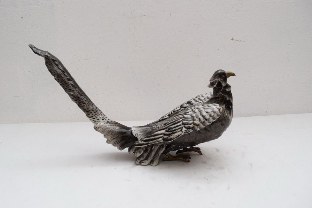 Pheasant Porcelain With Bronze Figurine Art Nouveau Vintage Gift - - Etsy