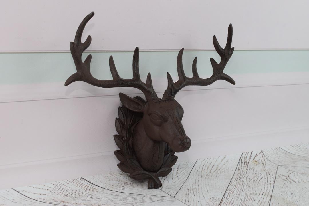 Cast Iron Deer Head Wall Mount - Hunting Trophy - Rustic Home Decor ...