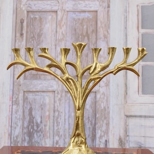 Brass Menorah Travel Jewish Candlestick Judaica Gift Nine-branched ...