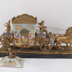 LARGE Luxury Carriage Porcelain With Bronze - Playing Cupid and Horses ...