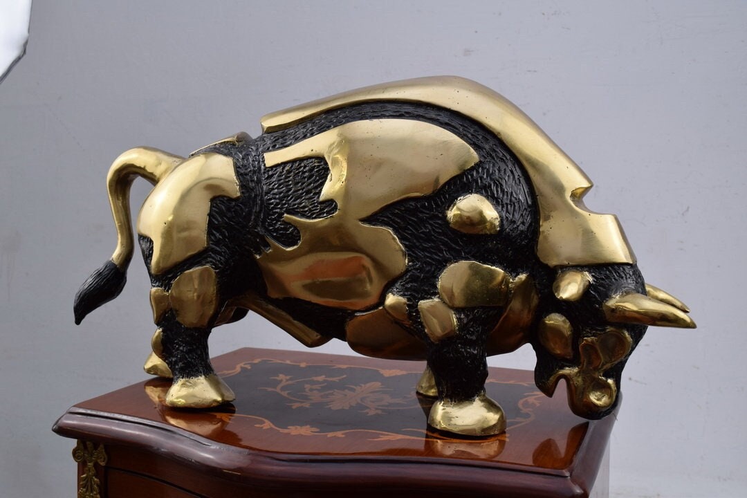 Amazing Large Statue Abstract Bull Modernist Gilded Bronze Sculpture ...