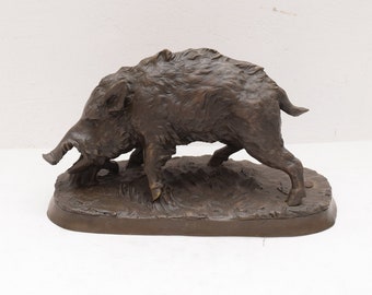 Bronze Warthog Statue Figurine Bronze Boar Gift for Hunter Animal Home ...