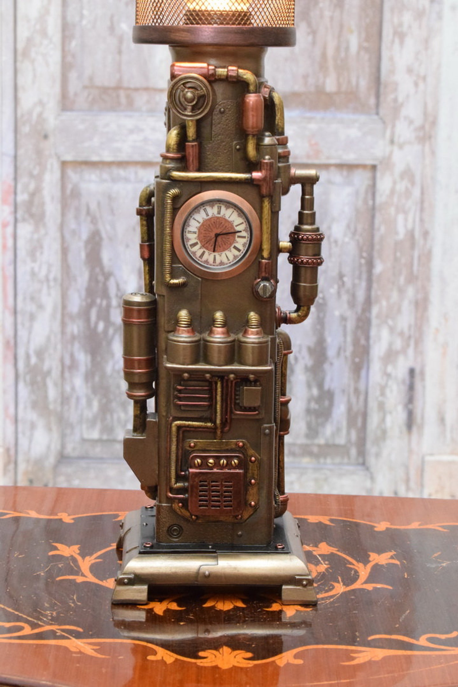 Bronze Steampunk Desk Lamp: Battery Operated Art Decor - Etsy