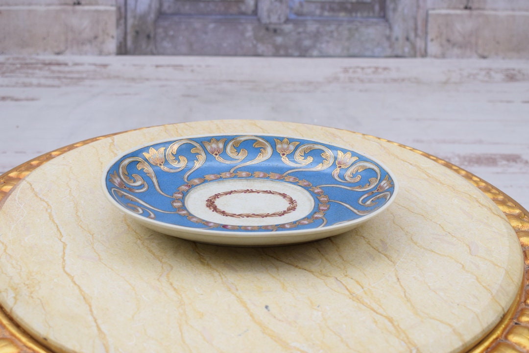 Blue Plateau Porcelain With Gilded Ornaments - Handmade Painted ...