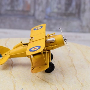 Large Vintage Yellow Airplane - Old Classic Metal Model - Yellow Plane ...