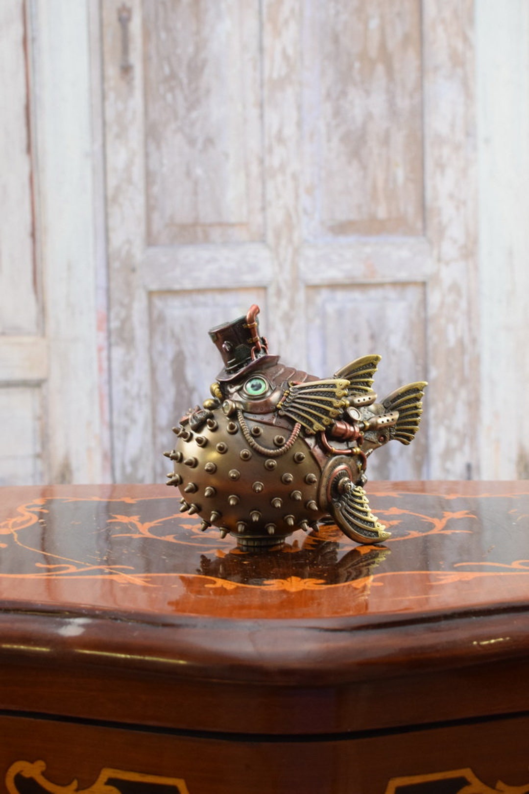 Steampunk Puffer Fish Statue: Bronze Metal Figurine, Home Decor - Etsy