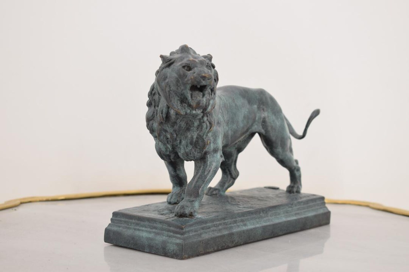 Green Patina Lion Bronze Sculpture: Majestic Animal Statue, Foundry ...