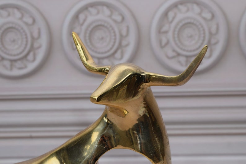 Gilded Bronze Bull Statue: Modernist Abstract Sculpture, Taurus Gift - Etsy