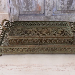 Pair Plateau Garden - Metal Decoration Garden - Garden Table - Green ...