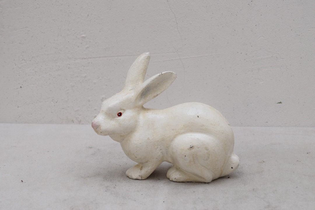 Cast Iron White Rabbit Statue Amazing Hare Animal Sculpture - Etsy