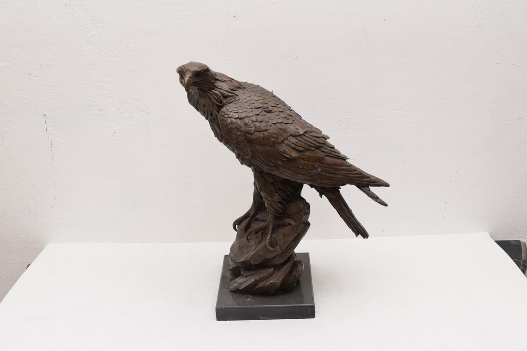 Large Eagle Realistic Bronze Buzzard Figurine Statue Base Sculpture ...