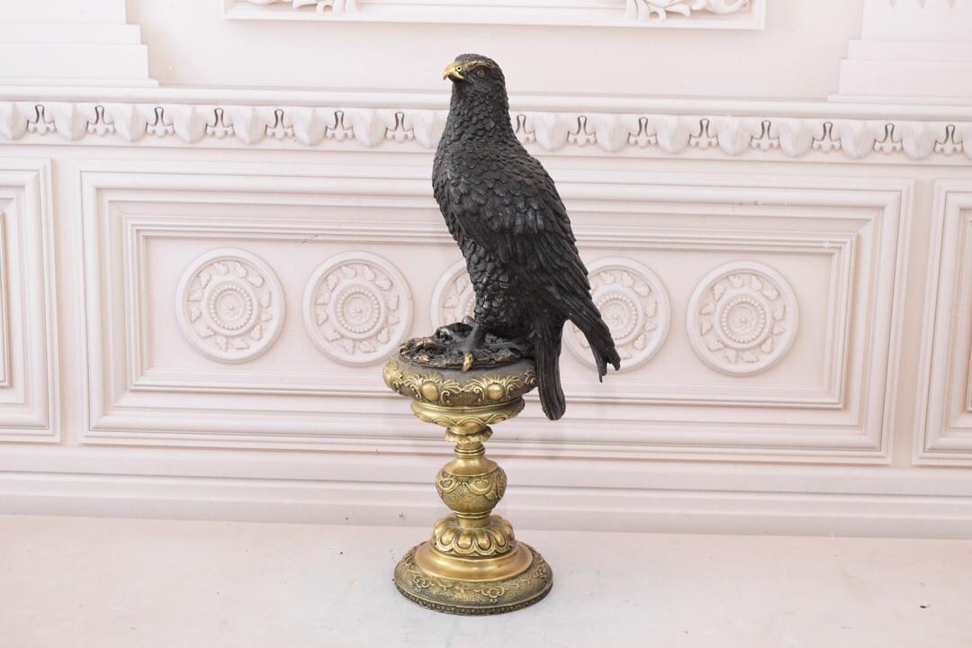 Vintage Eagle on Pedestal - Hunting Bronze Statue on Marble Base ...
