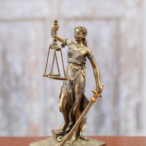 Mini Lady Justice Sculpture Bronze - Figurine - Art Work Statue - Gift ...