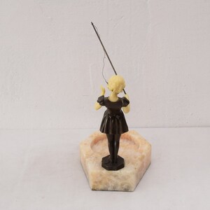Young Girl With Fishing Rod Fisher Woman Fisherwoman Figurine Bronze ...
