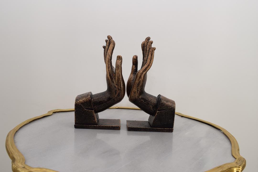 Cast Iron Hand Bookends: Vintage Style Book Support - Etsy