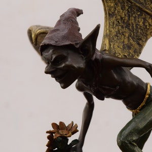 Funny Winged Goblin Bronze Statue on Marble Base - Etsy