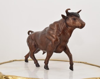 Large Ceramic Red Bull Sculpture, Unique Handmade Gift, Animal Figurine ...
