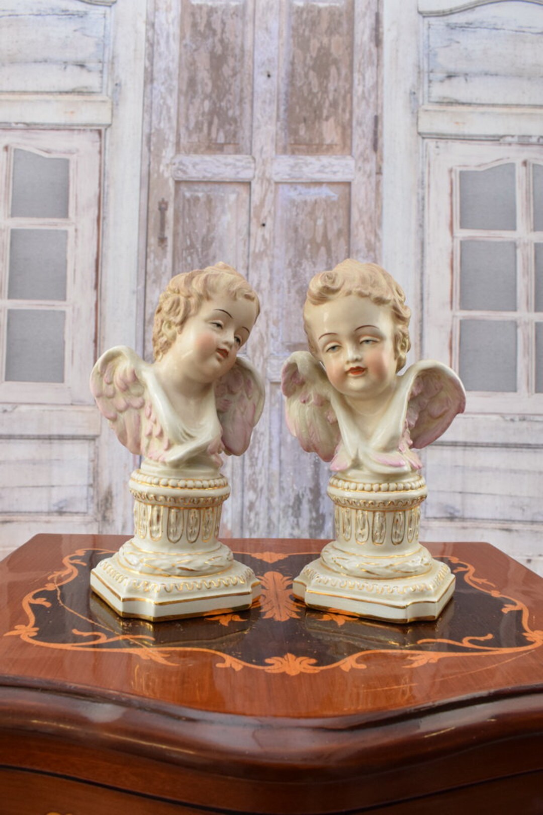 Two Porcelain Angels - Guardian Angels - Unique Porcelain Statue ...