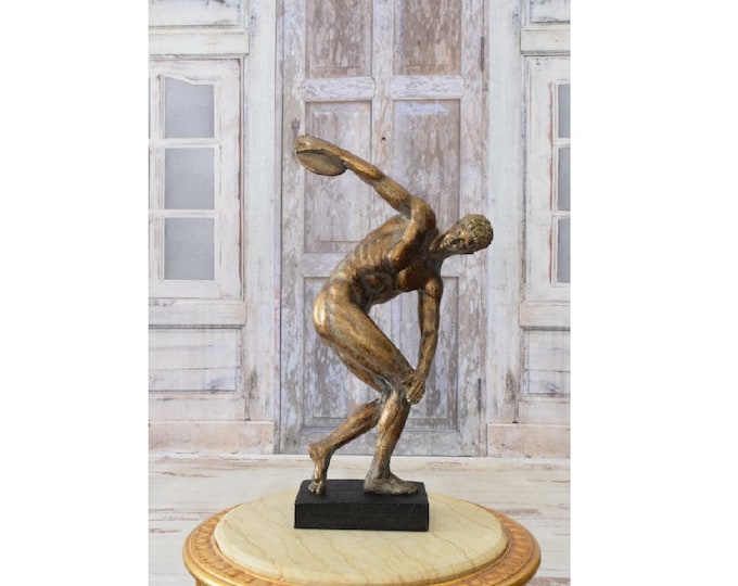 Discobolus Sculpture - Man Act - Inspired by Myron Ancient - Gold ...