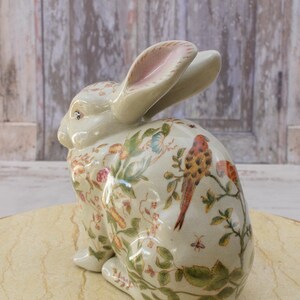 Porcelain Statue Painted Rabbit Porcelain Sculpture Rabbit Flowers ...