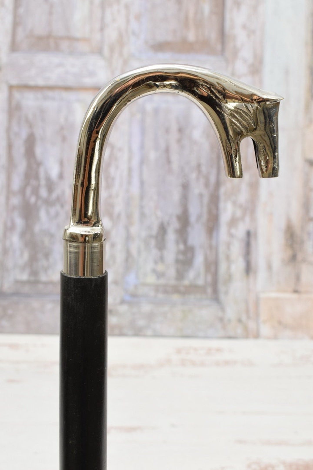 Head Wolf Walking Stick - Wooden Silver Brass Cane - Gift for ...