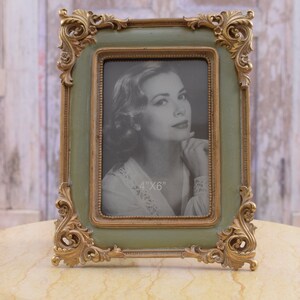 Elegant Carved Gold and Green Photo Frame Art Deco Meets Victorian ...