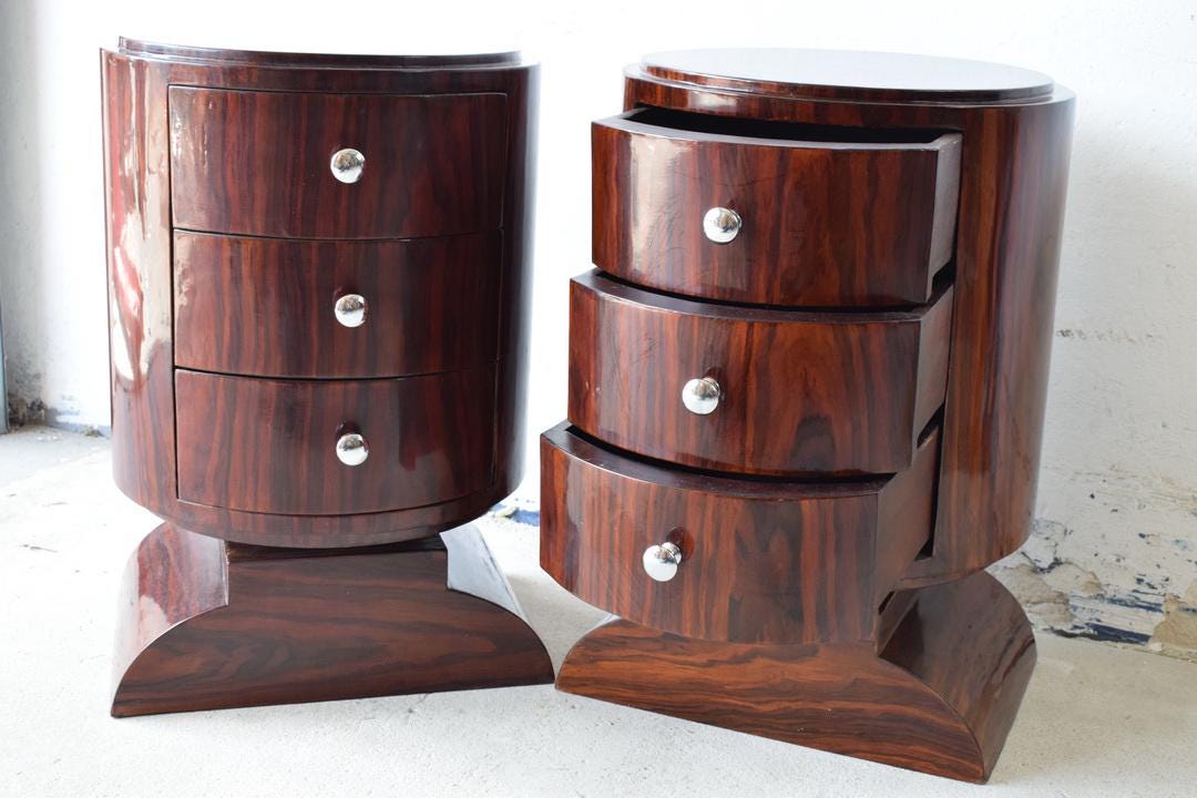 Art Deco Bedside Tables - Art Deco Table - Bent Wood Night Stand ...