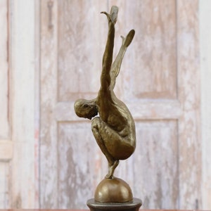 Swimmer Bronze Statue on Marble Base - Man Act Diver Bronze Sculpture ...
