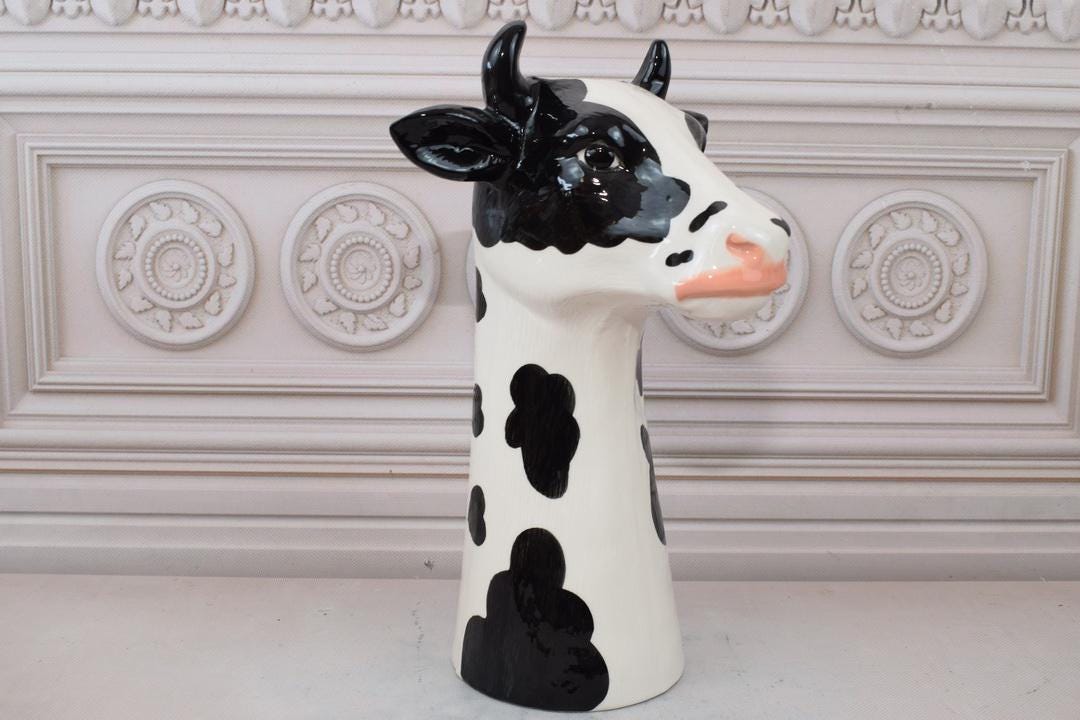 Funny Flower Vase Porcelain - Cow Vase - Cow Statue - Black and White ...