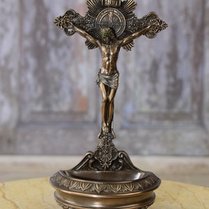 Stand Cross of the Christ Crucifix Cross With Stoup Wall Art Handmade ...
