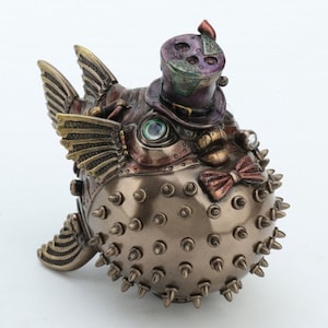 Bronze Steampunk Puffer Fish Figurine - Collectible Metal Art - Etsy