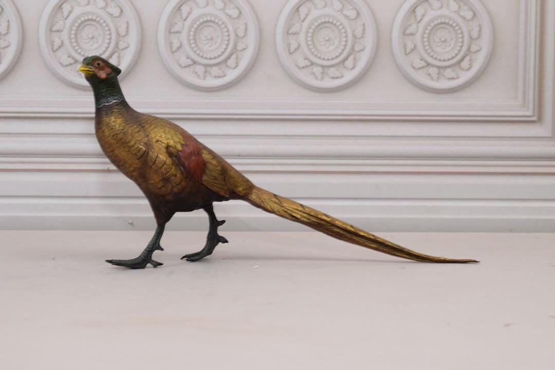 Painted Pheasant Bronze Sculpture - Hunting Statue - Bronze Sculpture ...