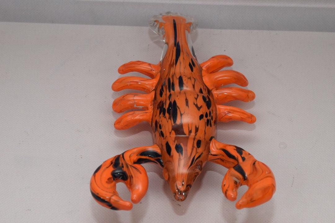 Unique Statue Animal Cancer Murano Glass - Orange Figurine Murano Style ...