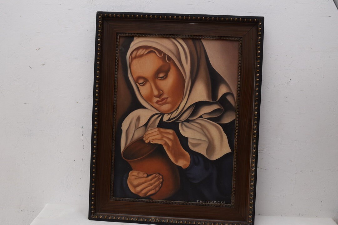 Big Painting Tamara De Lempicka Style Art Deco Painting Portrait Woman ...