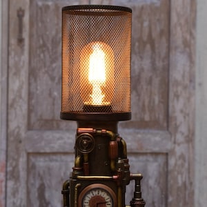 Bronze Steampunk Desk Lamp: Battery Operated Art Decor - Etsy