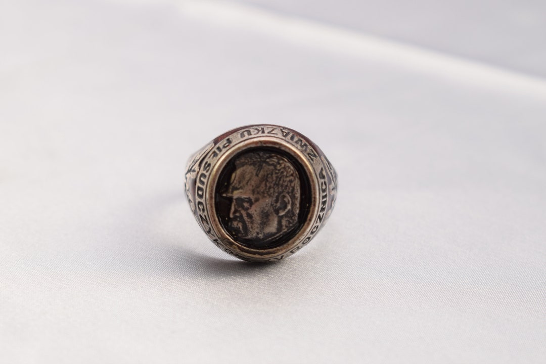 Silver Polish Patriot Ring Ring Polish Jozef Pilsudski Silver Ark Work ...