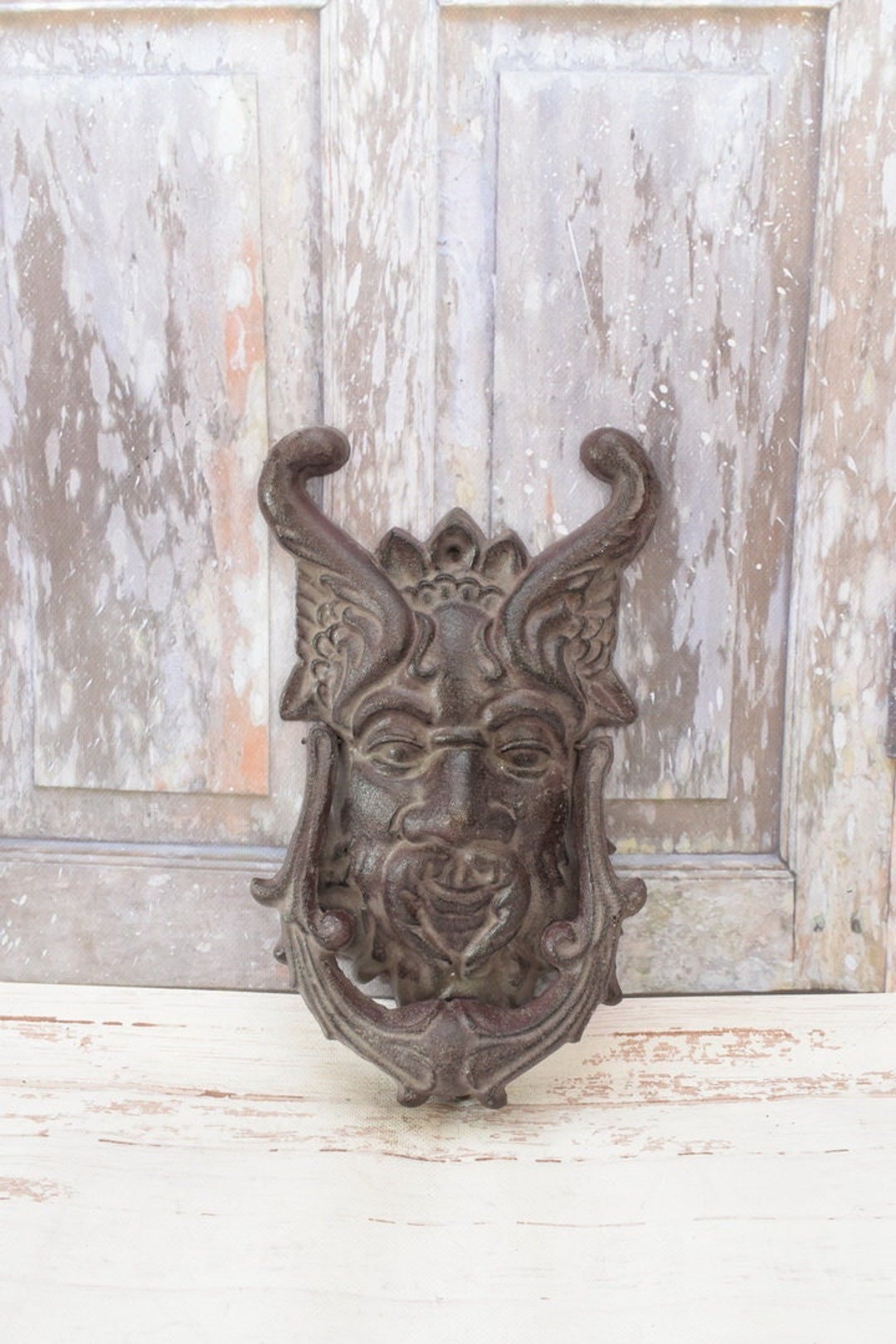 Cast Iron Devil Door Knocker - Halloween Monster Statue Decor - Etsy