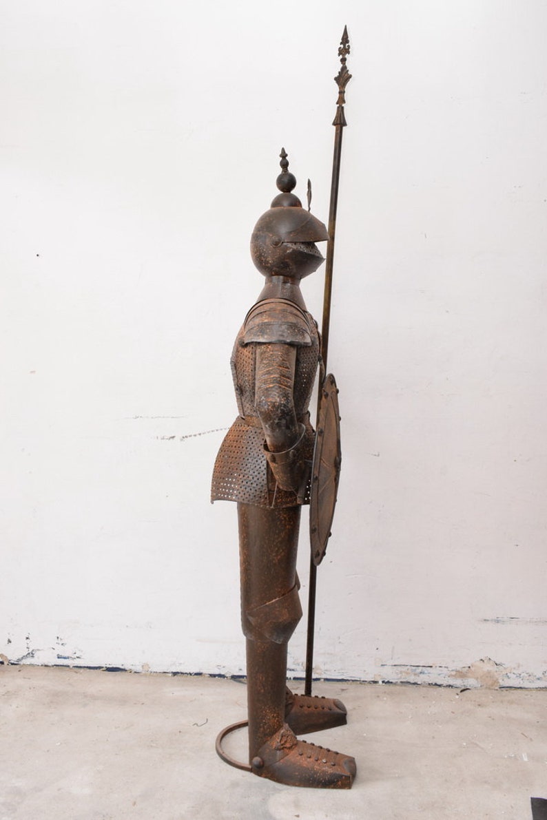 Large Vintage Knight Armor Statue With Shield & Spear - Etsy