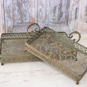Pair Plateau Garden - Metal Decoration Garden - Garden Table - Green ...
