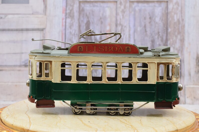Vintage Metal Lisboa Tram Model: Green Antique Decor - Etsy