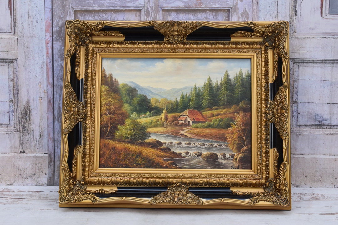 Wonderful Large Painting Landscape Painting With Golden and Black Frame ...
