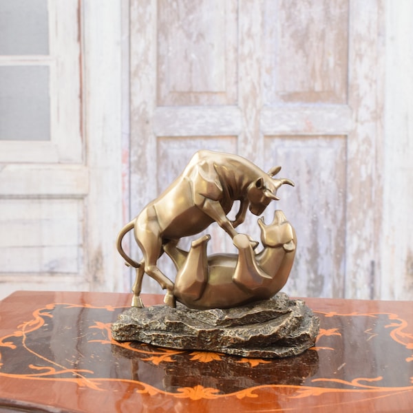Bull and Bear Desk Statue - Etsy